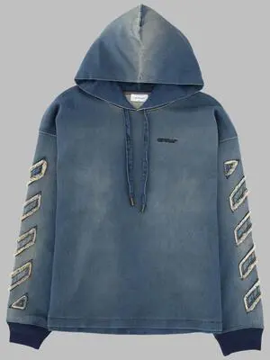 Off-White Felpa In Denim Con Dettagli Diag - Blue
