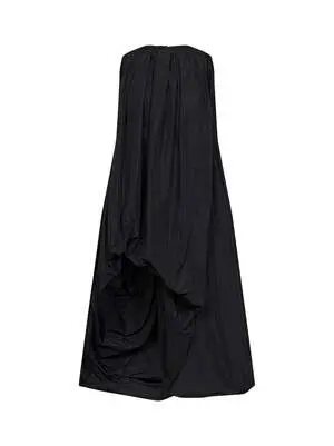 JIL SANDER Black Technical Faille Asymmetric Midi Dress - Multicolor