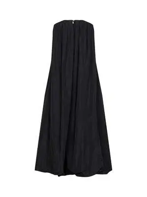 JIL SANDER Black Technical Faille Asymmetric Midi Dress