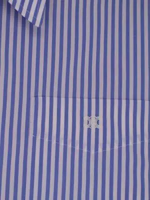Celine Cropped Striped Cotton Shirt