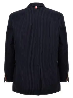 Thom Browne Single-breasted Seersucker Blazer - Blue