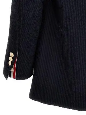Thom Browne Single-breasted Seersucker Blazer - Blue