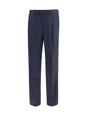 Brunello Cucinelli Virgin Wool Pinstriped Pants - Blue