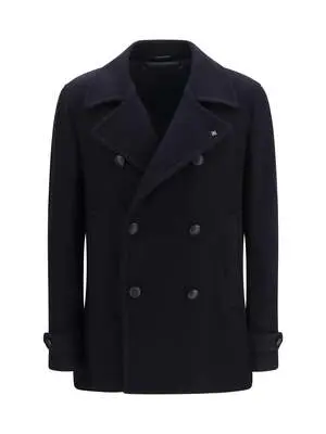 Tagliatore Tagliatore Men Wool Caban Coat Blue