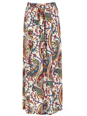 Etro Paisley Print Wide Leg Belted Pants - Multicolor