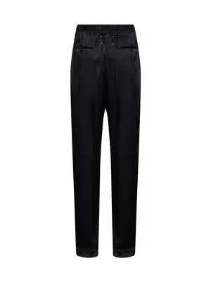 MAISON MARGIELA Black Satin Drawstring Trousers