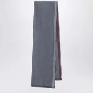 Brunello Cucinelli Brunello Cucinelli Dark Grey/Burgundy/Sand Scarf In Wool And Cashmere Men Gray
