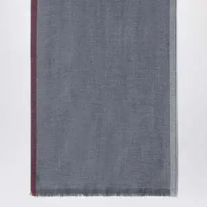 Brunello Cucinelli Dark Grey/burgundy/sand Scarf In Wool And Cashmere - Gray