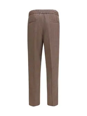 Brunello Cucinelli Herringbone Linen And Wool Pants