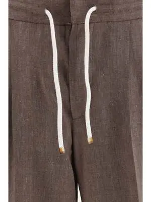 Brunello Cucinelli Herringbone Linen And Wool Pants