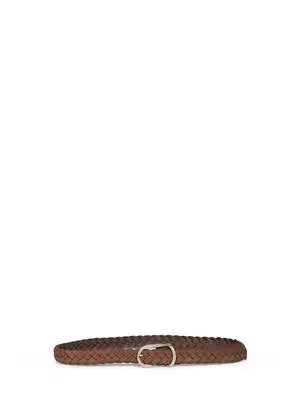 Brunello Cucinelli Dark Brown Suede Woven Belt - Multicolor