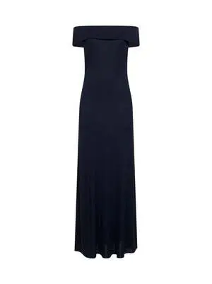 Alaïa Blue Fluid Jersey Off-the-shoulders Long Dress - Multicolor