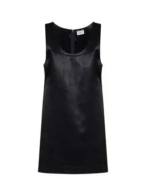 Saint Laurent Black Satin Cassandre Sheath Mini Dress - Multicolor