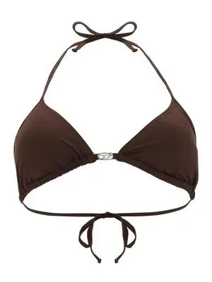 DIESEL® Top Bikini In Nylon Con Chiusura A Laccetti - Brown