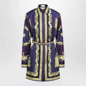 Versace Twill Baroque Print Chemisier Dress - Blue