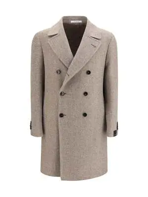 Tagliatore Chevron Double-breasted Coat - Cream
