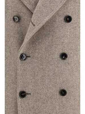 Tagliatore Chevron Double-breasted Coat - Cream