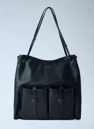 Prada Leather Large Route Tote Bag - Black
