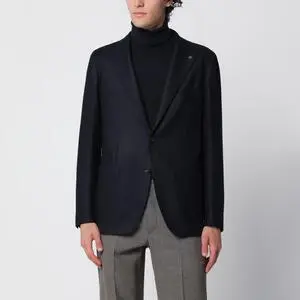 Tagliatore Navy Single-breasted Wool And Cashmere Jacket