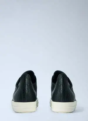 Rick Owens Textured Leather Low-top Sneakers - Black