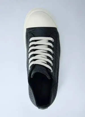 Rick Owens Textured Leather Low-top Sneakers - Black