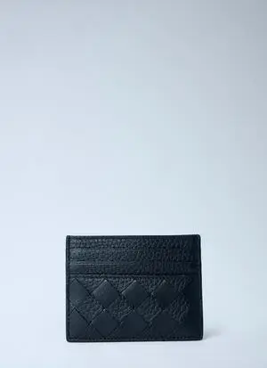 Bottega Veneta Intrecciato Leather Card Holder - Black