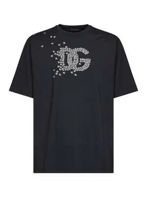 Dolce & Gabbana Black Cotton Logo-printed T-shirt - Multicolor
