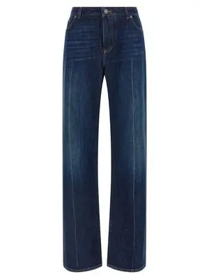 Dolce & Gabbana Stretched Pleated Trompe L'oeil Jeans - Blue