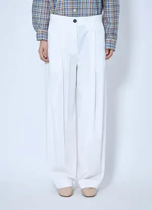 TOTEME Single Pleat Cotton Trousers - White