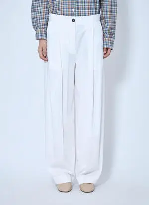 TOTEME Single Pleat Cotton Trousers - White