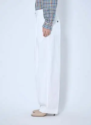 TOTEME Single Pleat Cotton Trousers - White