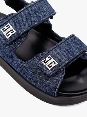 Givenchy Strap Flat Denim Sandals - Multicolor