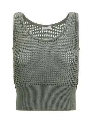 Brunello Cucinelli Perforated Sequin Tank Top - Green