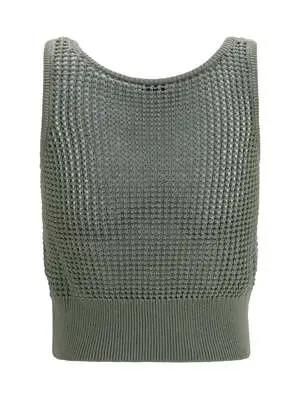 Brunello Cucinelli Perforated Sequin Tank Top - Green