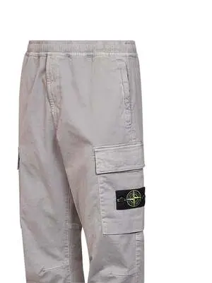 Stone Island Grey Organic Stretch Broken Twill Cargo Trousers