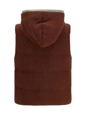 Brunello Cucinelli Hooded Down Vest - Brown