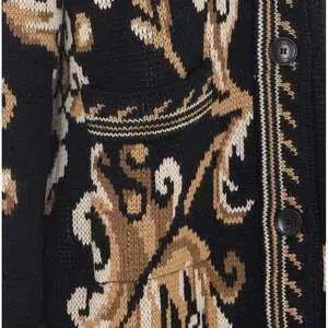 Etro Floral Paisley Motif Wool Cardigan - Black