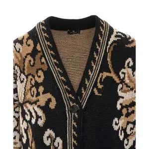 Etro Floral Paisley Motif Wool Cardigan - Black
