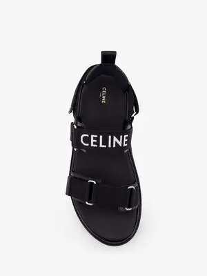 Celine Jacquard Canvas Sandals - Black