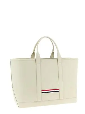 Thom Browne Medium Tool Bag With Perforated Hector In Grained Leather - Multicolor