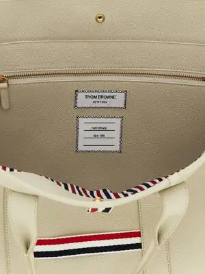 Thom Browne Medium Tool Bag With Perforated Hector In Grained Leather - Multicolor
