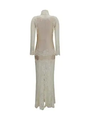 Rabanne Long Lace And Jersey Gown