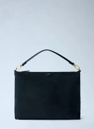 TOTEME Medium Bevel Suede Shoulder Bag - Black