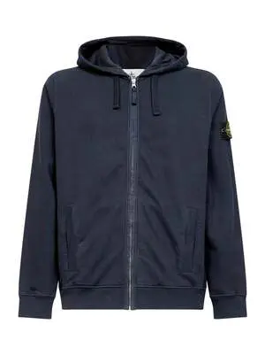Stone Island Blue Organic Cotton Zip-up Hoodie - Multicolor
