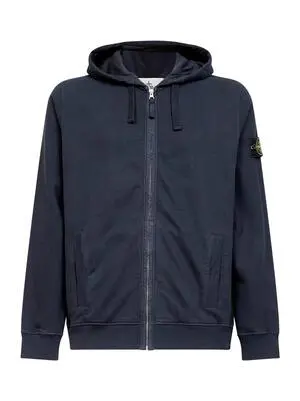 Stone Island Blue Organic Cotton Zip-up Hoodie - Multicolor
