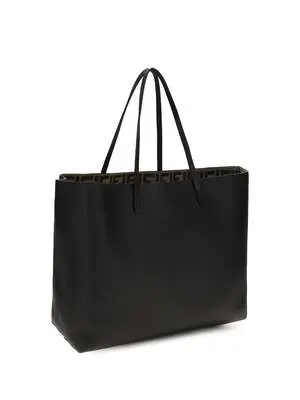 Fendi Roman Leather Shopping Bag - Black