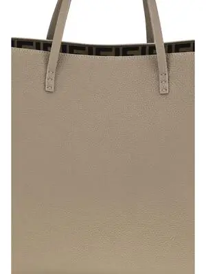 Fendi Roll Roman Leather Shopping Bag - Cream