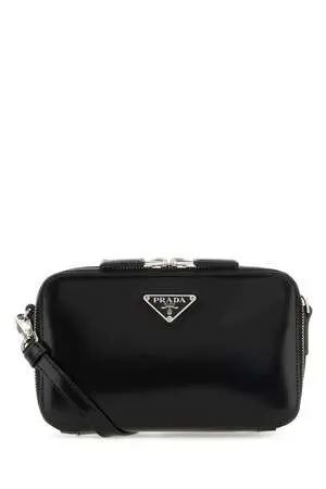 Prada Leather Brique Crossbody Bag - Black