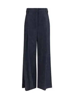Brunello Cucinelli Denim Effect Twill Wide Pants