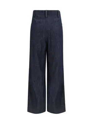 Brunello Cucinelli Denim Effect Twill Wide Pants